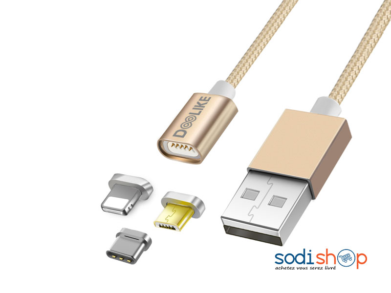 Câble USB Magnétique 3 en 1 Doolike DL-CB 06, Multi Embout, Haute ...
