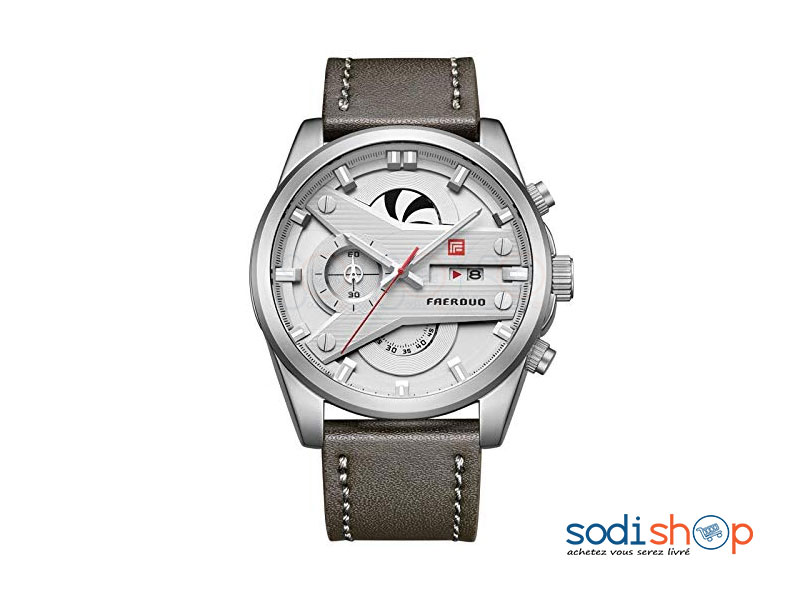 FAERDUO 8228, Montre Classique en Cuir, à Cadran Analogique avec Date ...