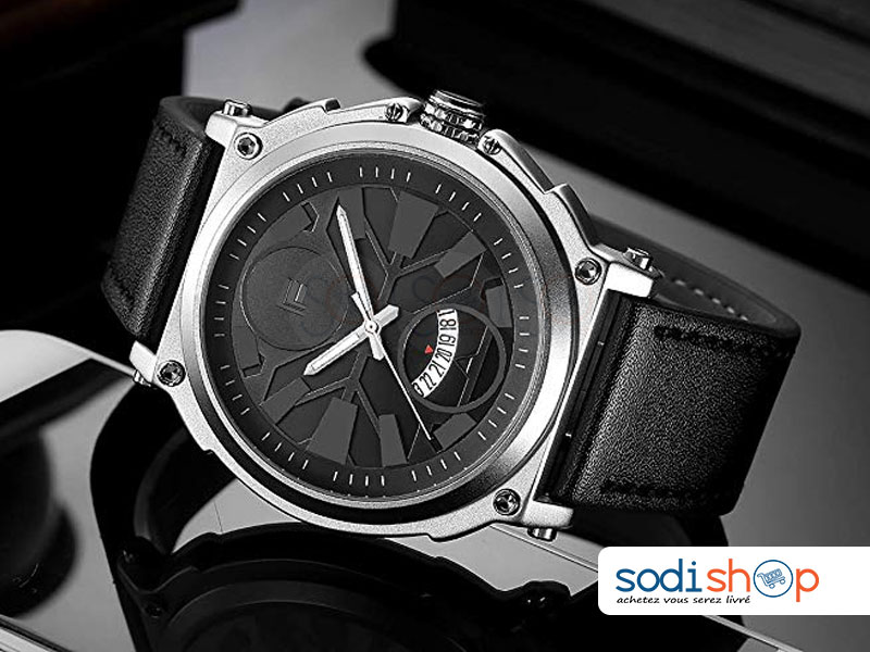 Montre de Luxe FAERDUO 8282, Véritable Cuir, Qualité Supérieure, Style ...