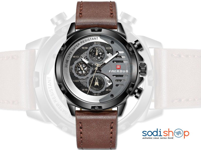 Montre FAERDUO à Quartz Bracelet en Cuir Pour Homme SODI00 - SodiShop