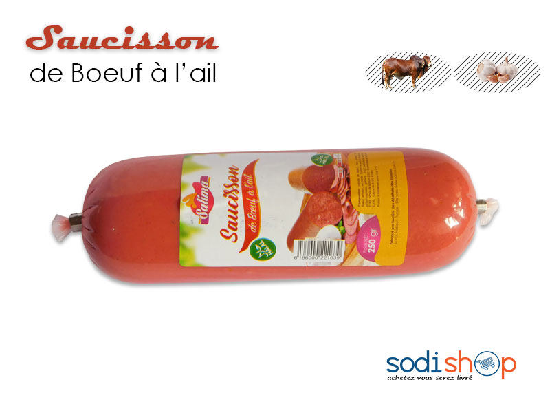 Saucisson Salima Viande de Bœuf et à l’Ail, Halal 250g SM0075 - SodiShop
