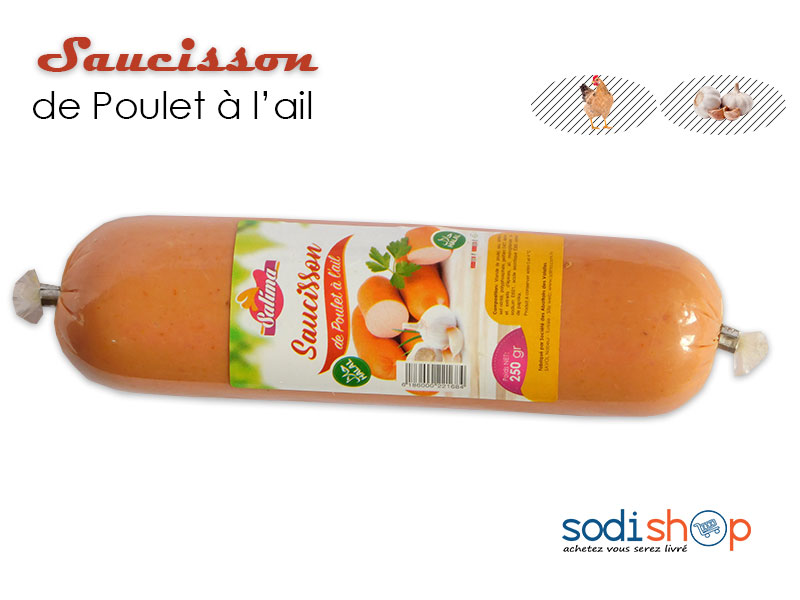 Saucisson Salima, au Blanc de Poulet et à l’Ail, Halal 250g SM0075 ...