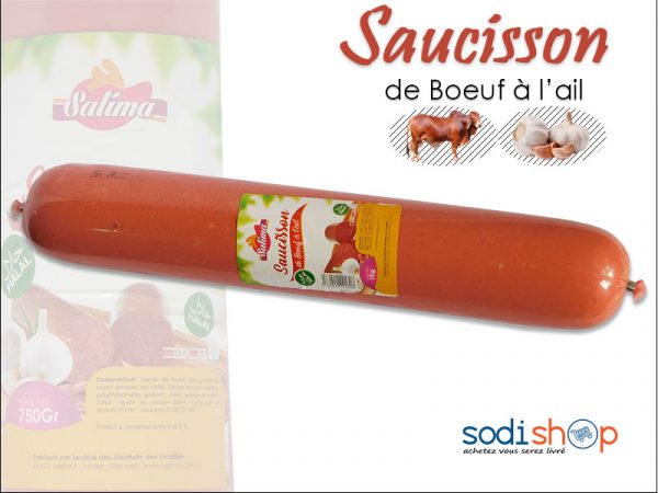 Saucisson Salima, Délicieux Viande de Bœuf à l’Ail, Halal 1 Kg SM0075 ...