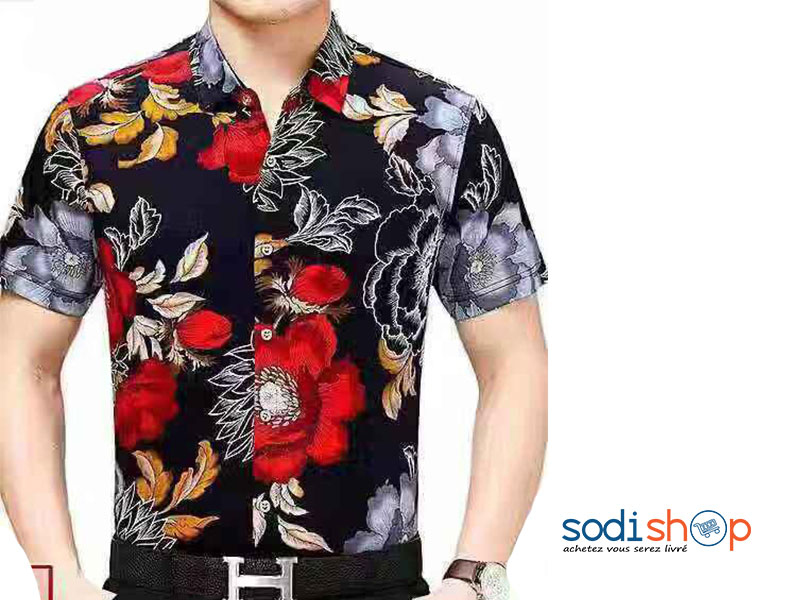 OdinMars Chemise Multicolore Motif Floral Design Stylé - Pour Homme ...