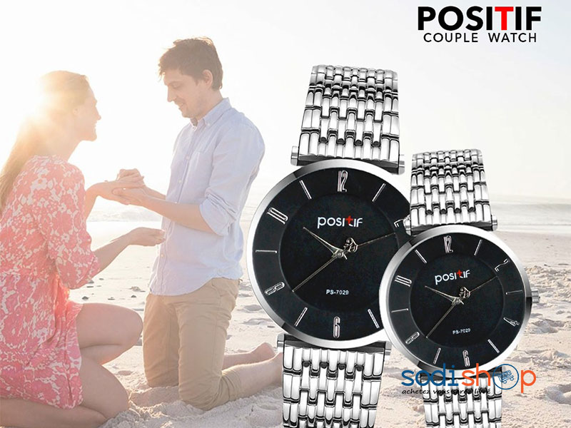 Positif Watch 2 Montres Pour Couple - Ensemble Elégant Couleur Noir ...