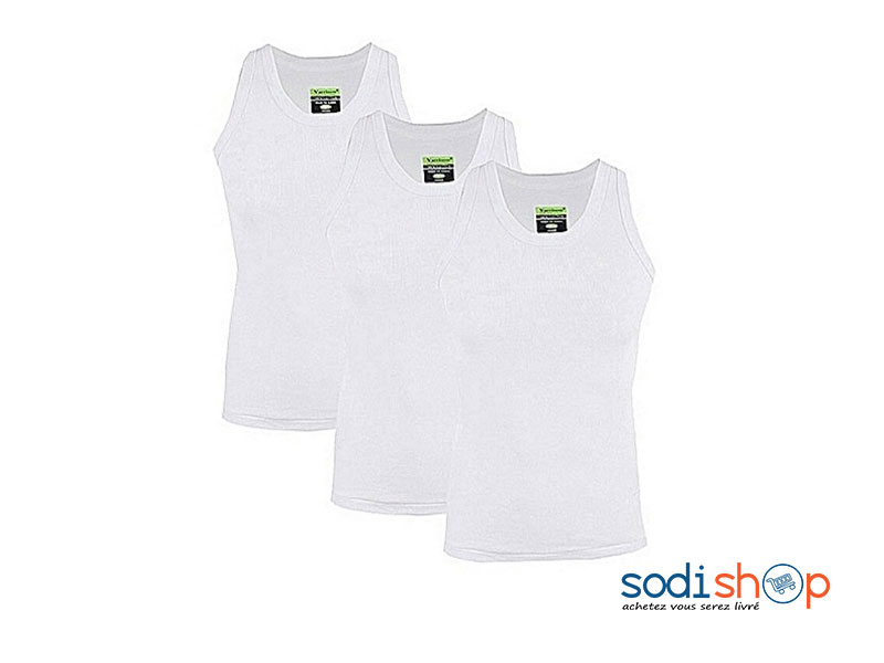 T-Shirt Blanc Débardeur Homme 100% Coton - Yarrison New Design 3 Pièces ...