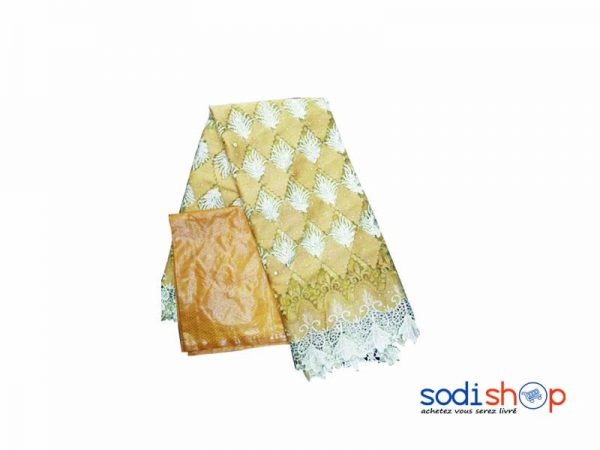 Brodé Dipure + Bazin Getzner Tissu en Coton - Couleur Marron 3 et 1 ...