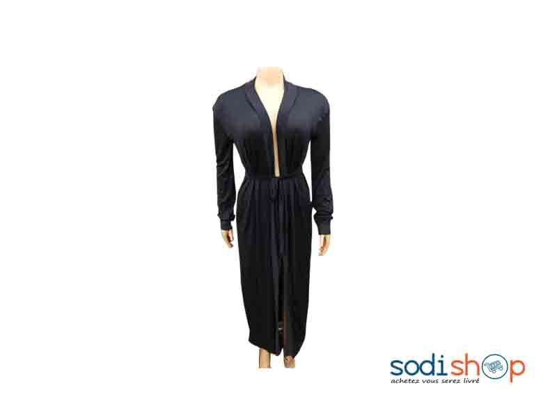 Robe Gilet Manche Longue Col Croisé Couleur Noire MKS00133 - SodiShop