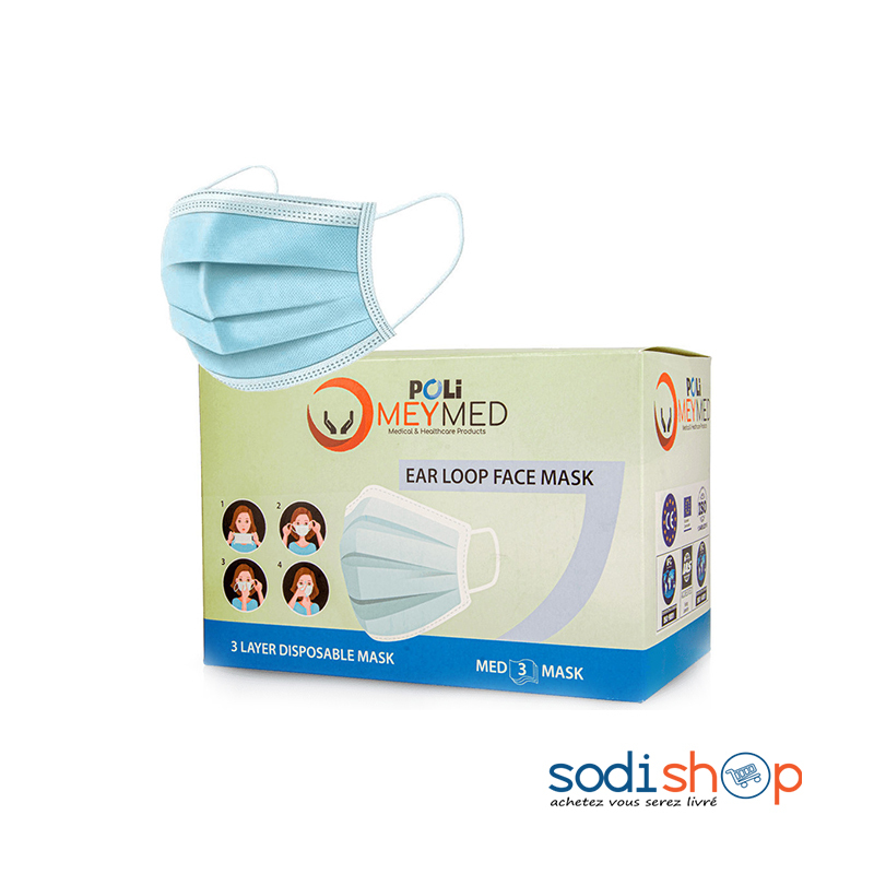 Masque de Protection Chirurgicale - Cache-Nez Jetable 50 Pièces Poli ...