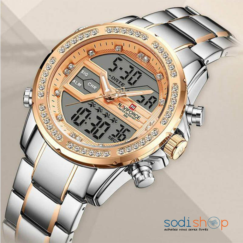 Naviforce NF-9190 Montre Chronographe Étanche Pour Homme Bracelet en ...