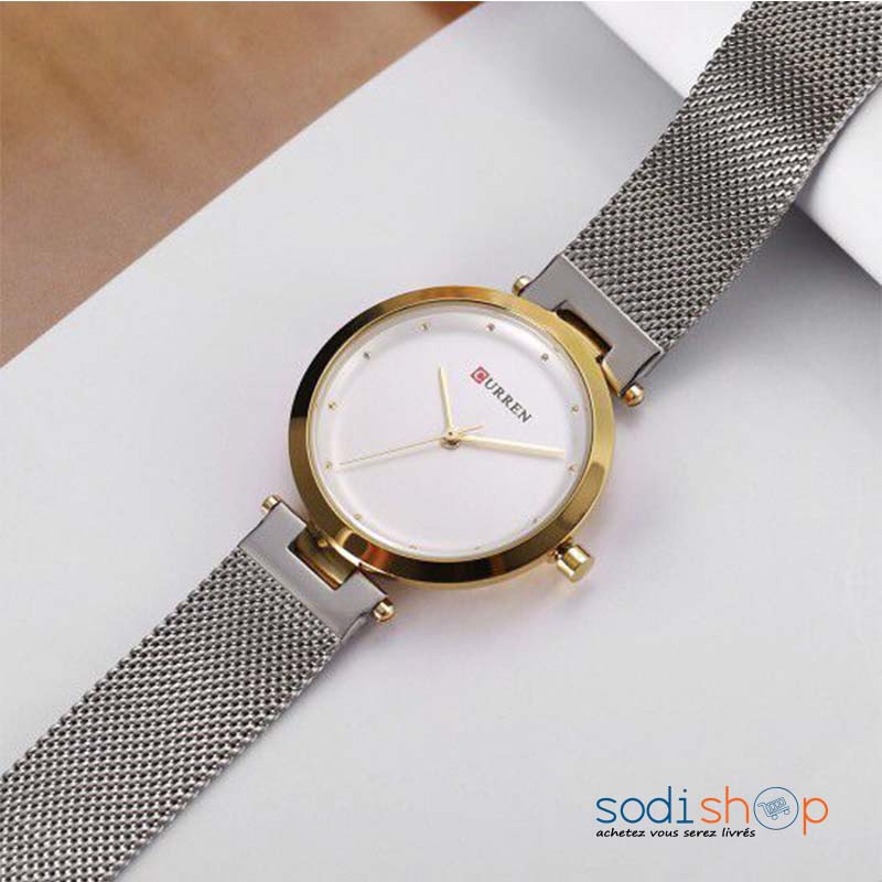 Montre Pour Femme Curren Blanche Couleur Argent et Doré DIA00169 - SodiShop