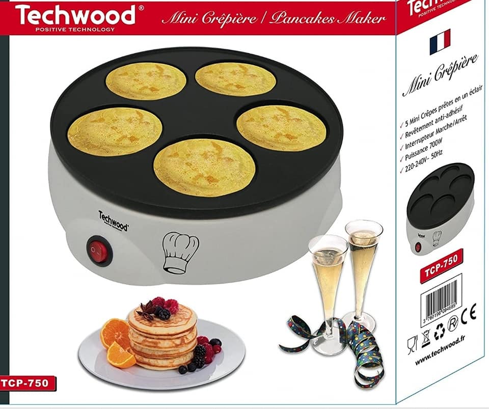 Mini Crêpière Techwood TCP-750 - Machine à Crêpe BZE00199 - SodiShop