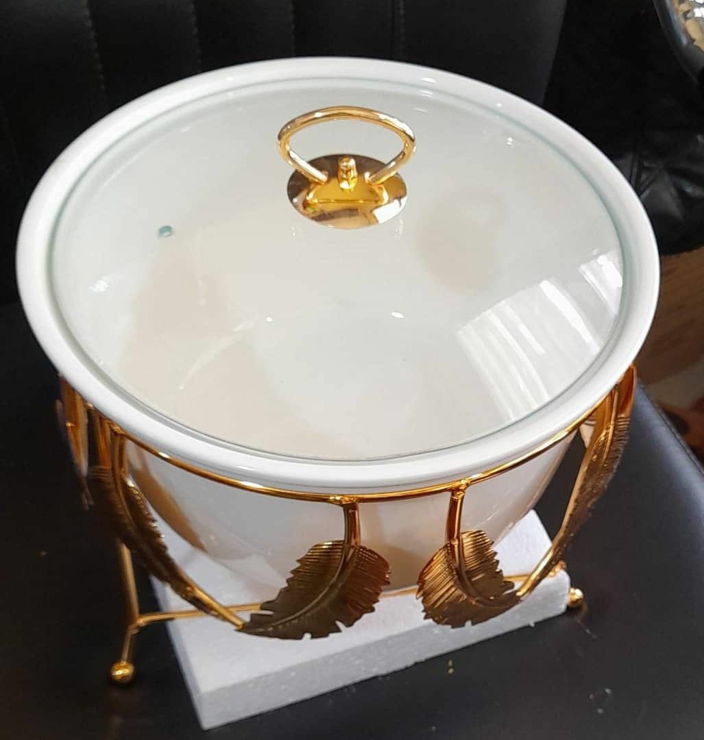 Soupière Chafing Dish en Inox - Conserve le Chaud Blanc et Doré ...