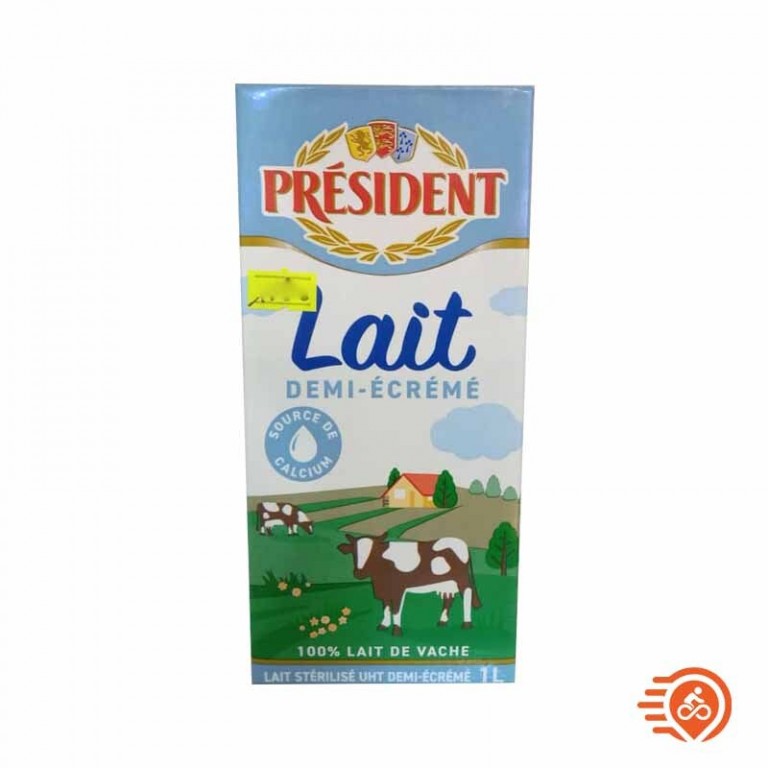 Lait Président Demi-Ecrémé 1 Litre 100% Lait de Vache MRM00229 - SodiShop