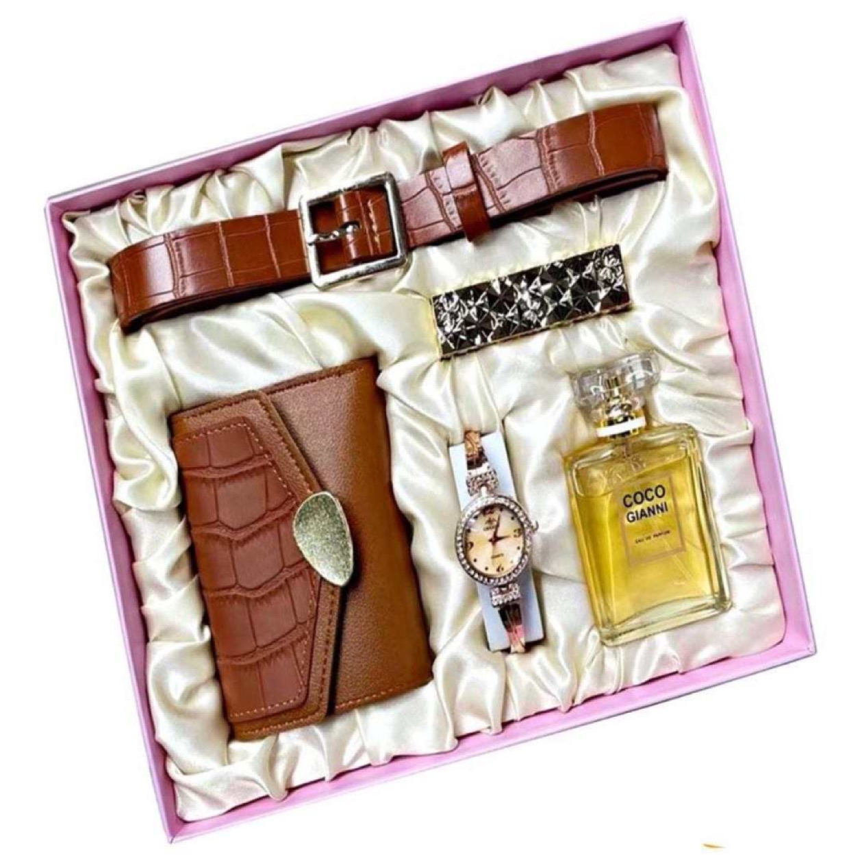 Coffret Cadeau de Luxe Pour Femme Couleur Marron - Ceinture - Parfum ...