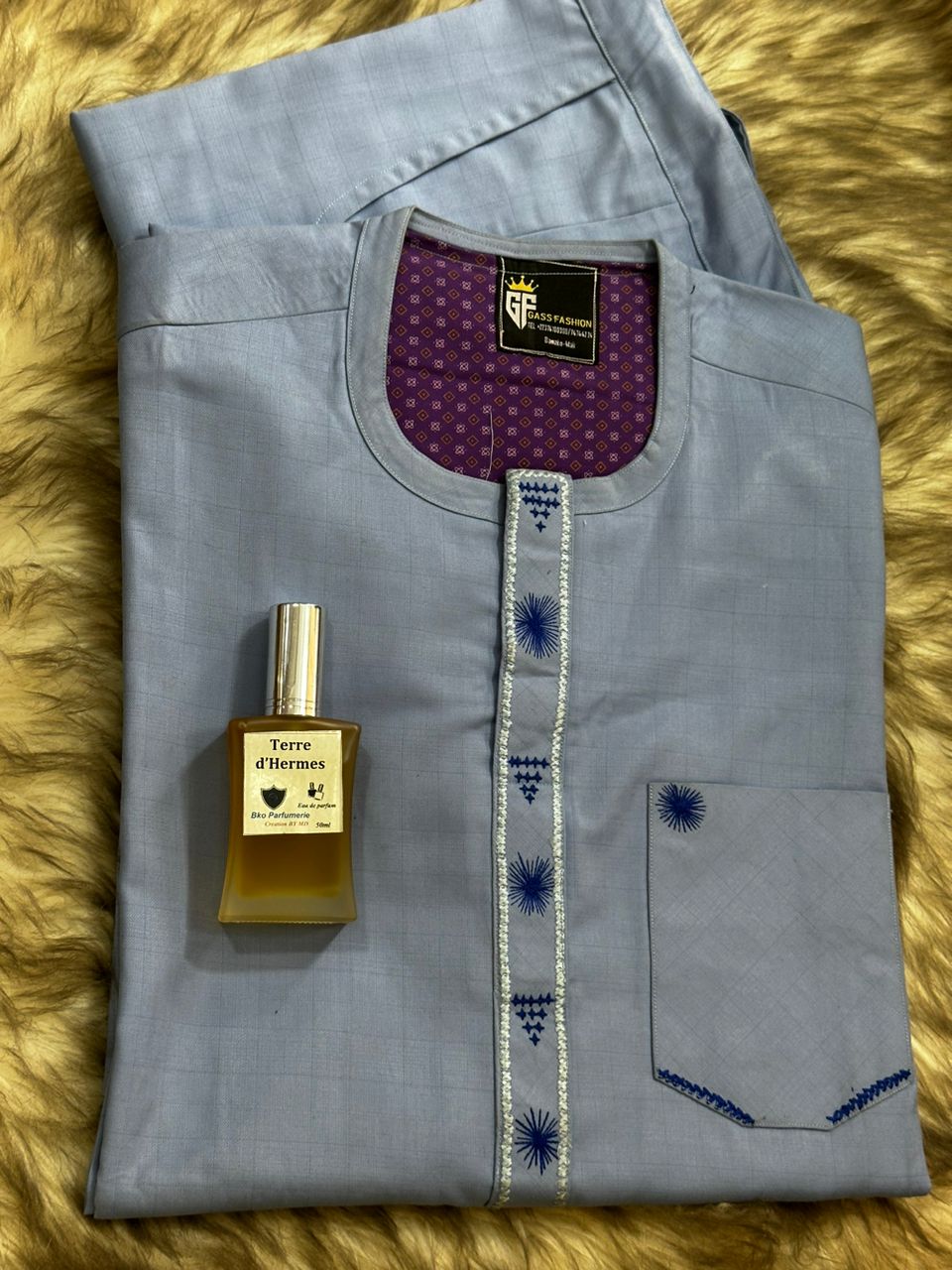 Ensemble Tissus Boubou - Couleur Grise - Manche Longue Pour Homme ...