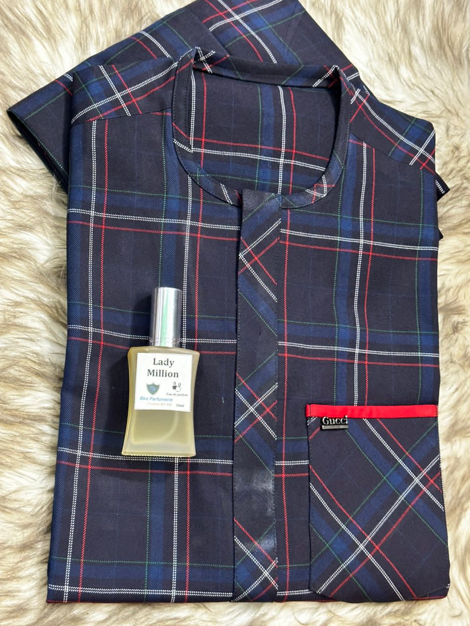 Ensemble Tissus Boubou - Homme - Couleur Carreaux Imprimé - Manche ...