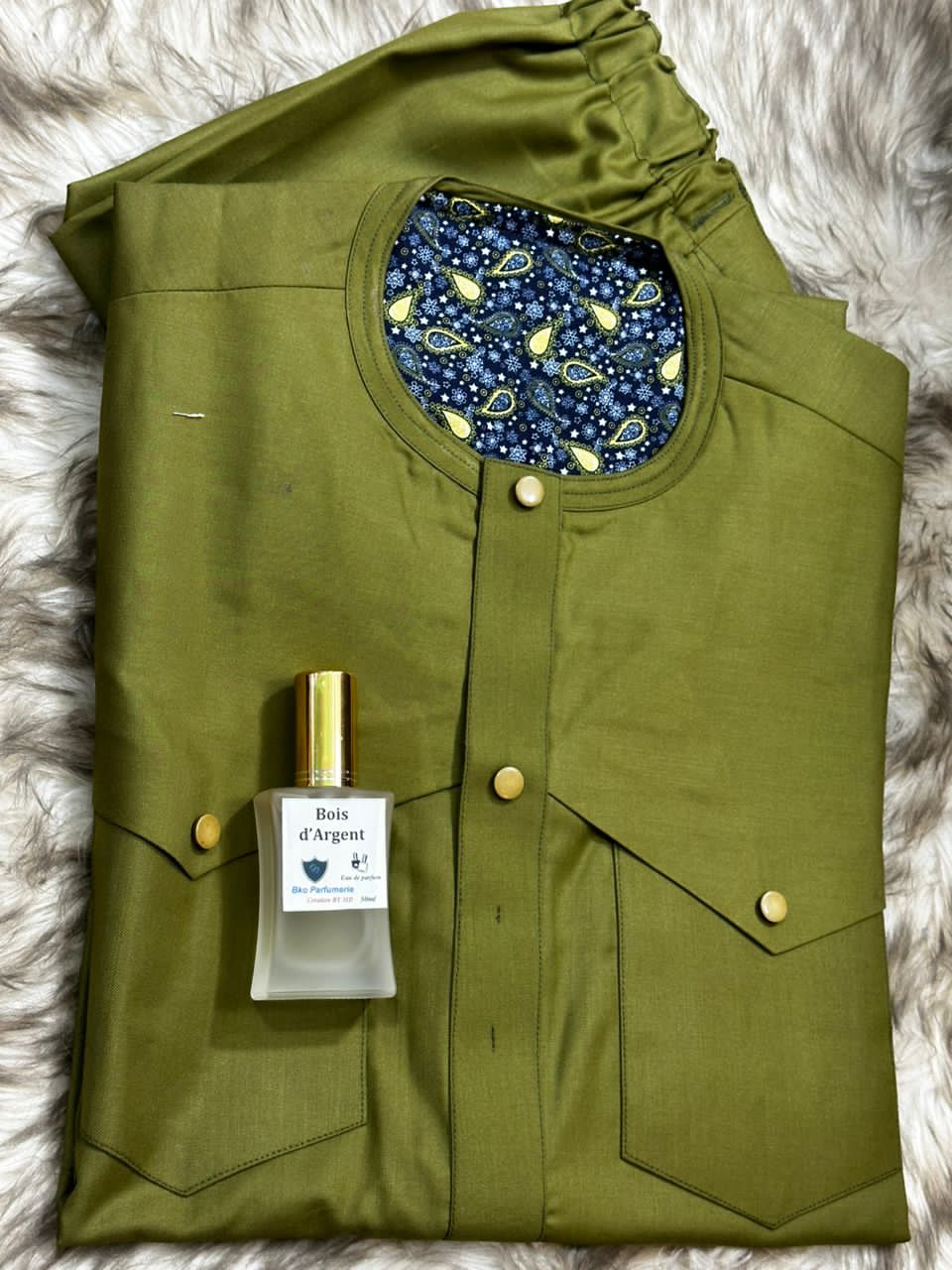 Ensemble Tissus Boubou - Couleur Vert Citron - Manche Longue Pour Homme ...